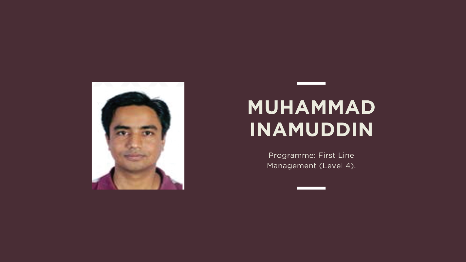 LEARNER PROFILE FLM4: MUHAMMAD INAMUDDIN – LearningWorks